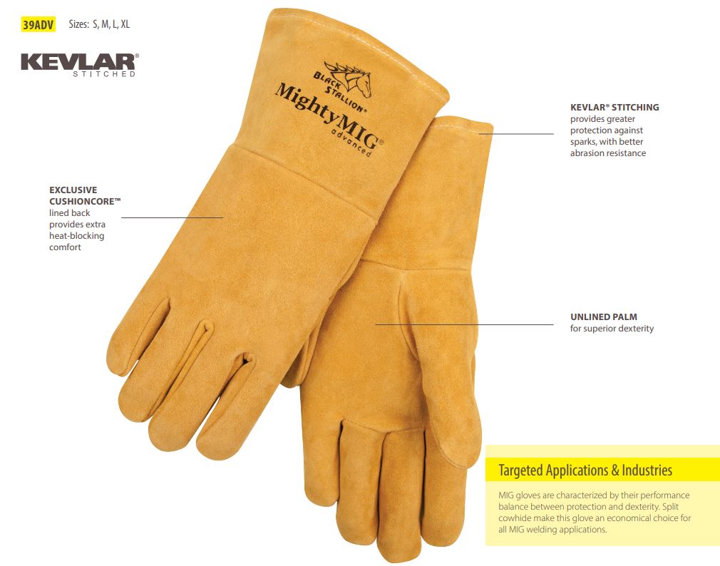 REVCO Mighty MIG Advanced Stan Spilt Cowhide Lined MIG Welding Gloves ...